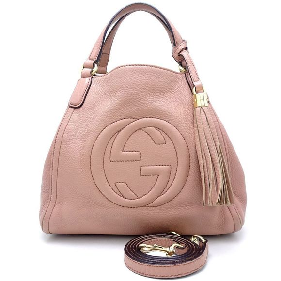 Gucci | Bags | Gucci Soho 33675 2way Bag Leather Pink Beige 35779 ...